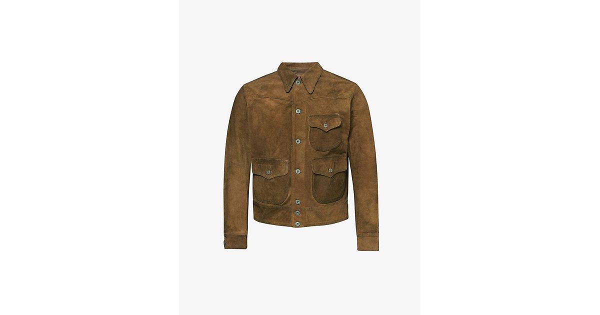RRL Alston Relaxed-Fit Leather Jacket in Green for Men | Lyst