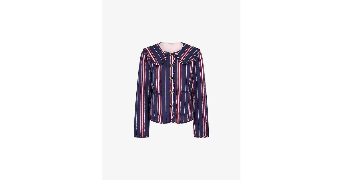 OMNES Peggy Stripe-Pattern Quilted Cotton Jacket in Purple | Lyst
