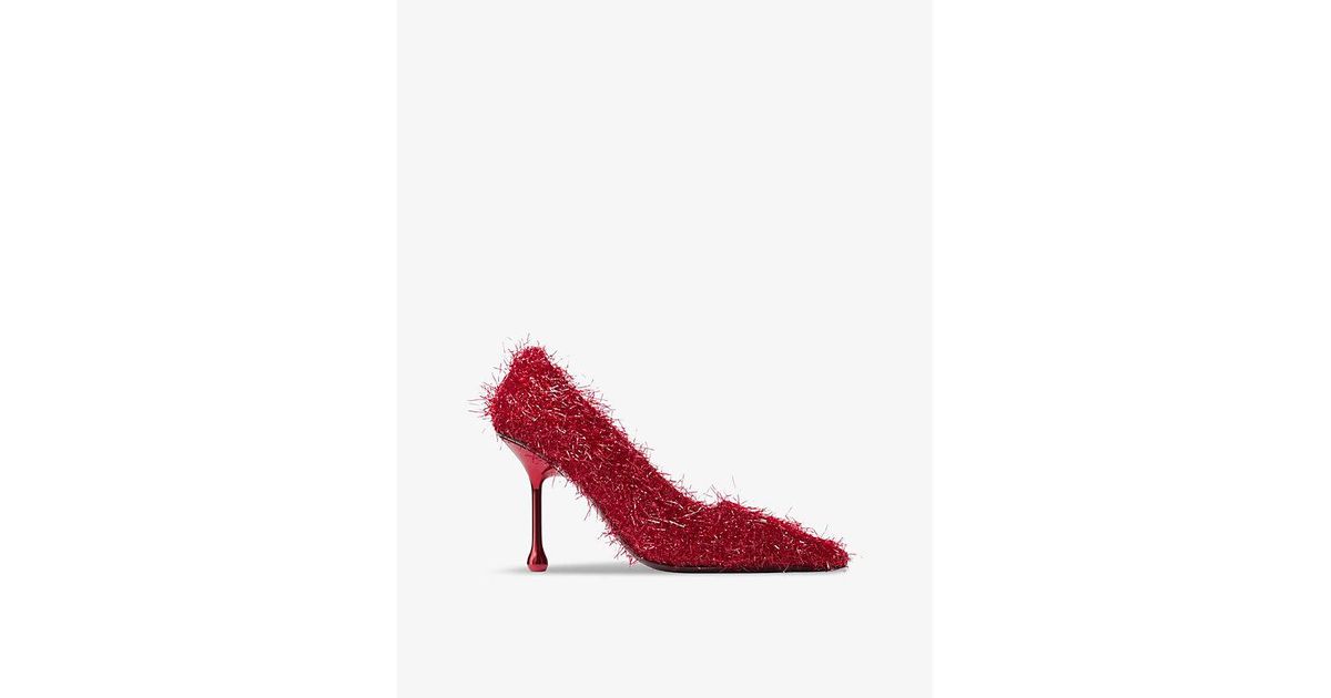 Jimmy Choo Ixia 95 Tinsel Heeled Woven Courts in Red | Lyst
