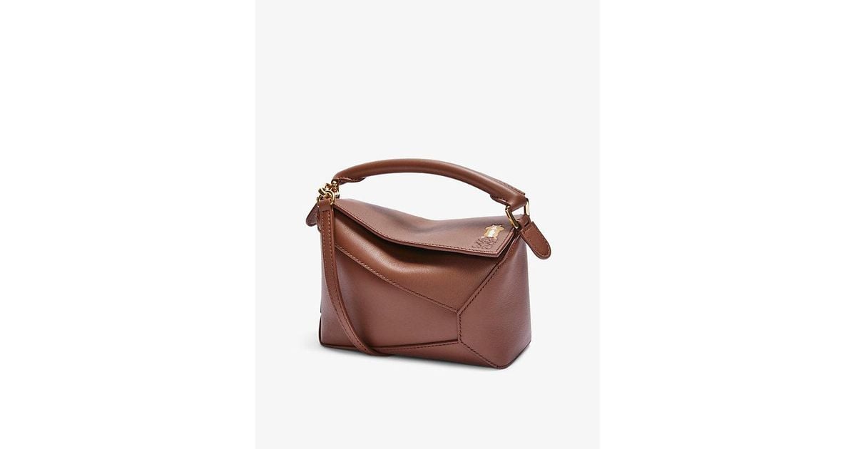 Loewe Puzzle Edge Hamster Mini Leather Cross-Body Bag in Brown | Lyst