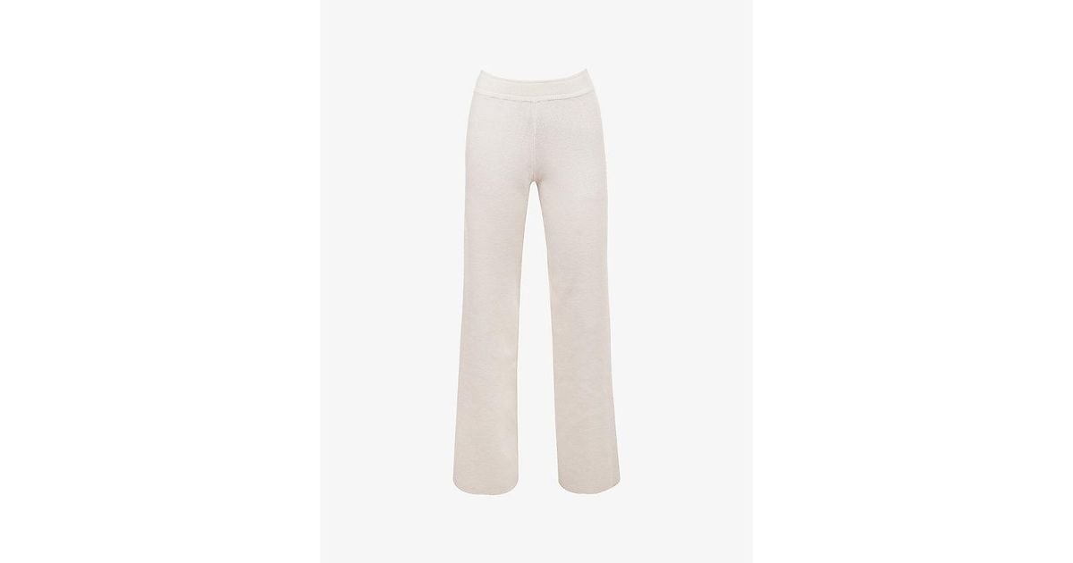 House Of Cb Andie Relaxed-Fit Knitted Trousers in White | Lyst UK