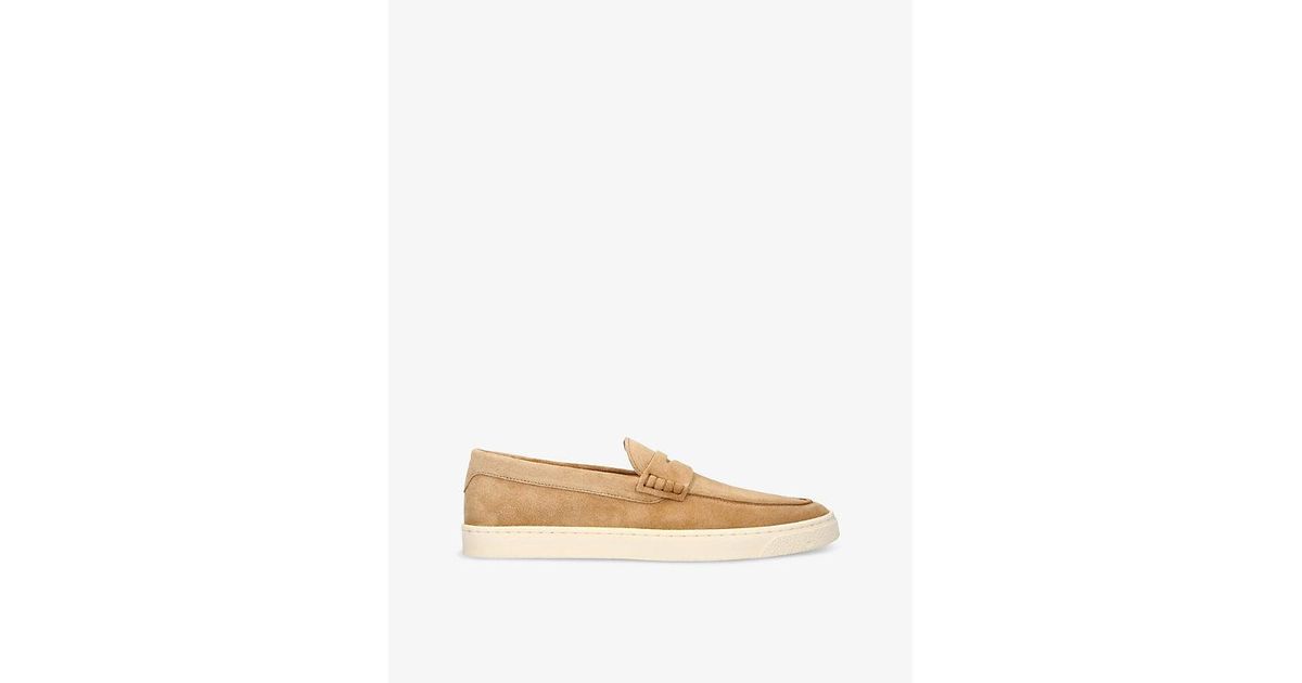 Brunello Cucinelli Hybrid Logo-Embroidered Suede Loafers in Natural for ...