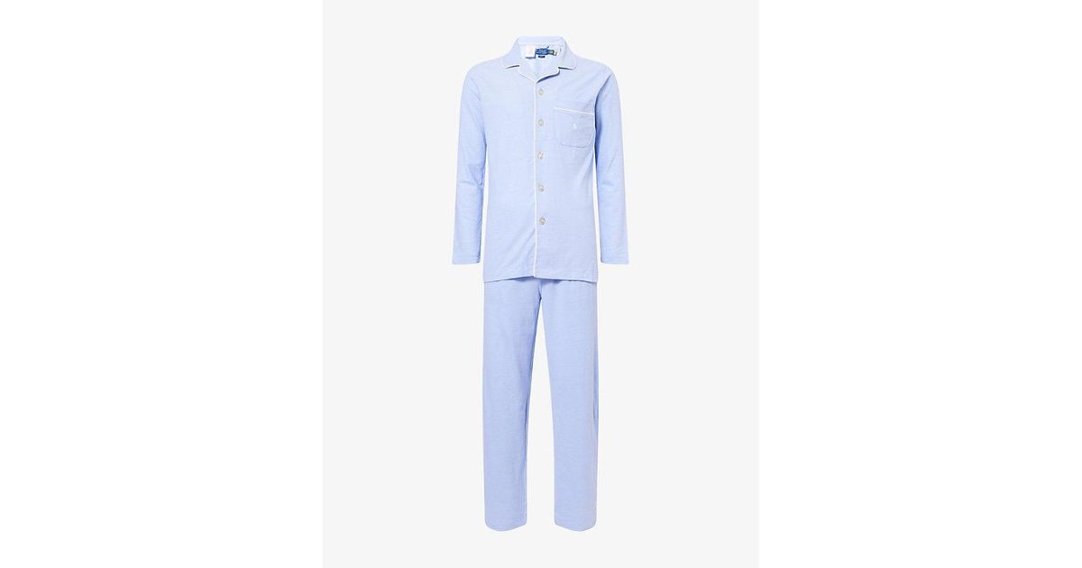 Polo Ralph Lauren Camp-Collar Straight-Leg Cotton-Piqué Pyjama Set in Blue for Men | Lyst