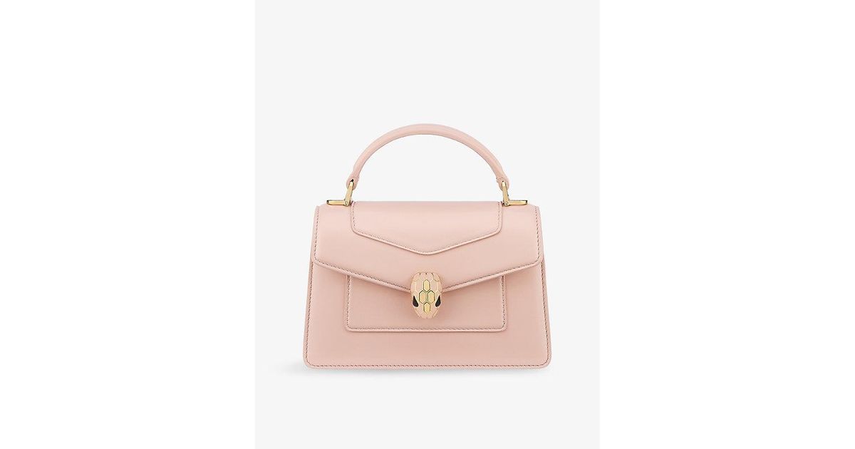 BVLGARI Serpenti Forever Mini Leather Top-Handle Bag in Pink | Lyst