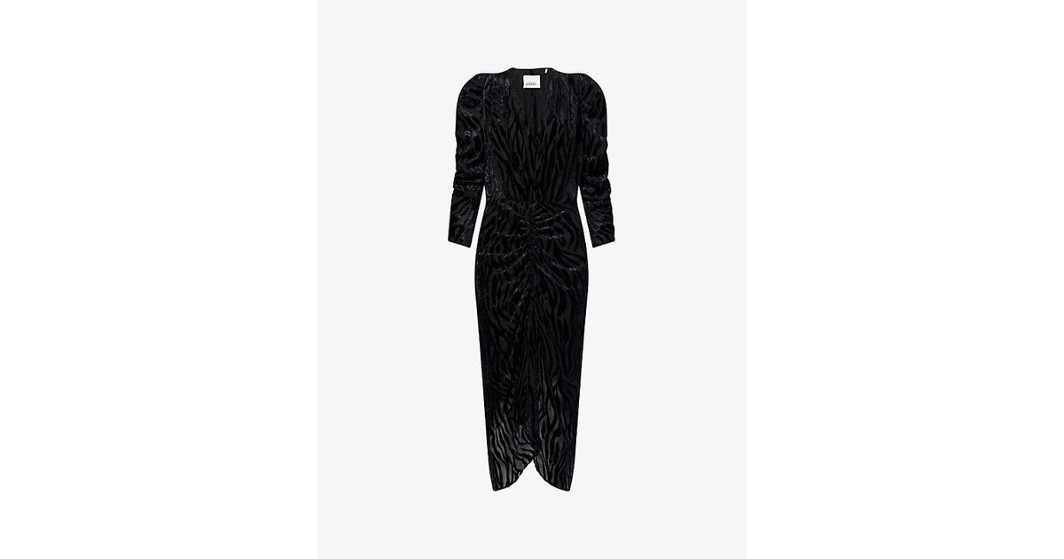 Isabel Marant Nemil Burnout Woven Midi Dress in Black | Lyst UK