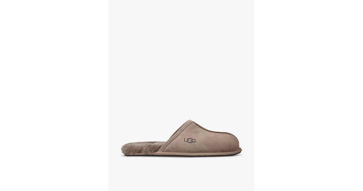 UGG Scuff Logo-Debossed Sheepskin Slippers in Brown for Men | Lyst