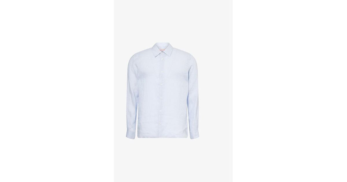 Orlebar Brown Giles Long-Sleeve Linen Shirt in Blue for Men | Lyst UK