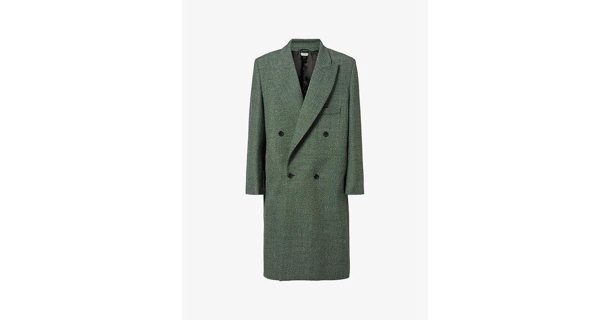 JW Anderson Peak-Lapel Double-Breasted Wool Coat in Green for Men | Lyst UK