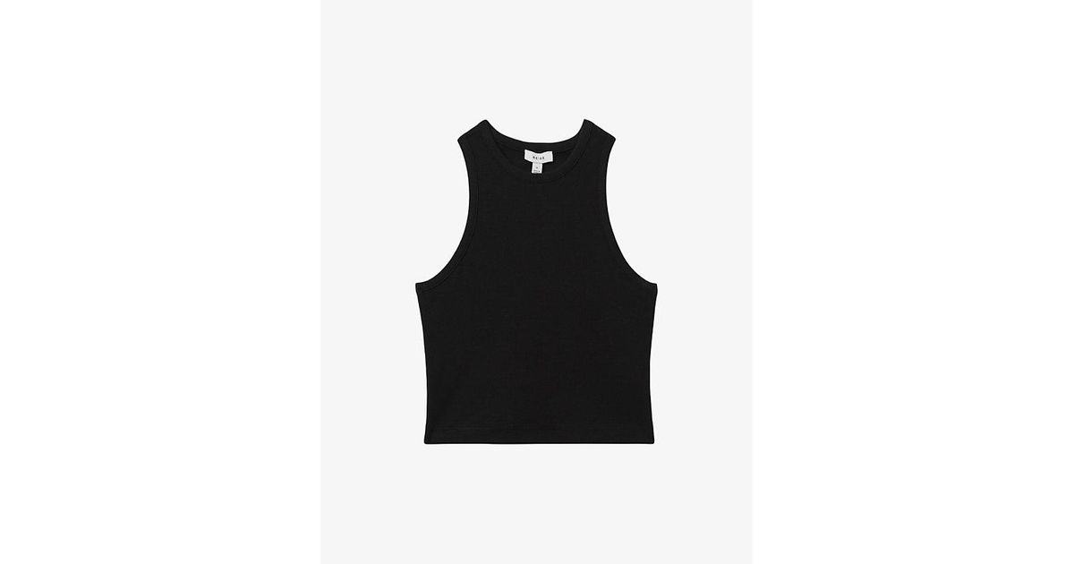 Reiss Andi Slim-Fit Cropped Stretch-Cotton Vest in Black | Lyst
