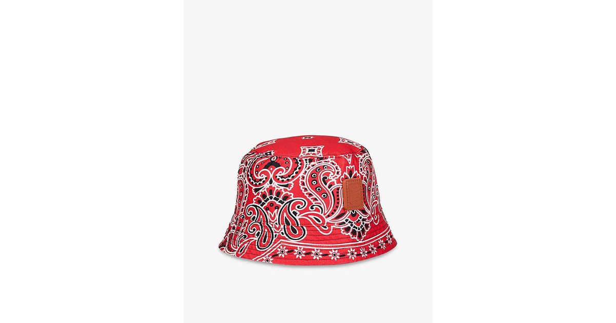 Sandro Logo-Patch Bandana-Print Canvas Bucket Hat in Red | Lyst UK