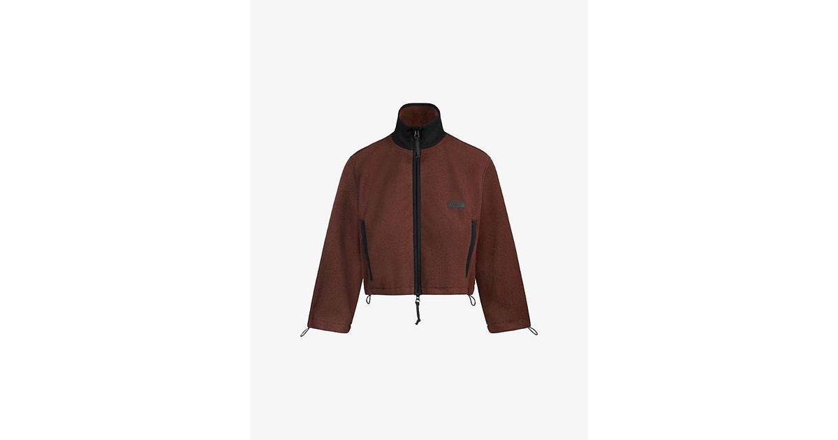 Skims Fleece Lounge Shrunken-Fit Fleece Jacket in Brown | Lyst UK