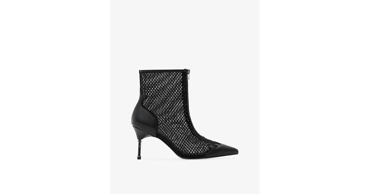 AllSaints Natasha Leather And Mesh Ankle Boots in Black | Lyst UK