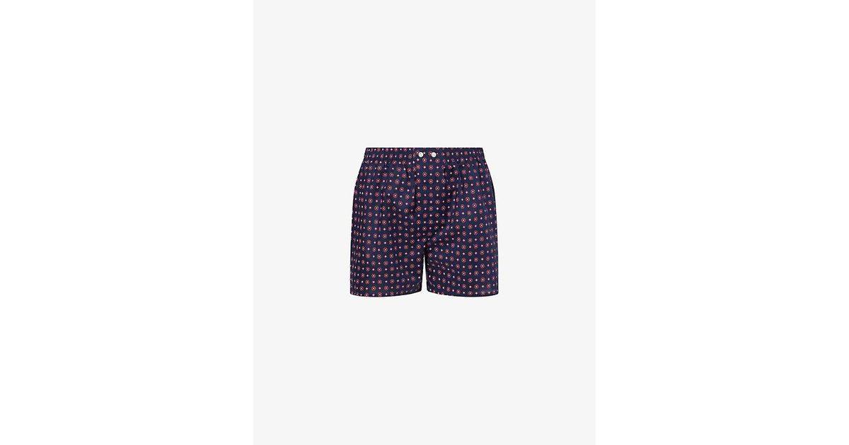 Derek Rose Nelson Patterned Cotton Boxer Shorts in Blue for Men | Lyst UK