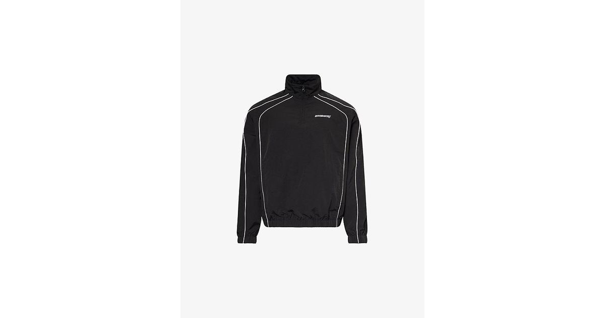 AWAKE NY Logo-Embroidered Quarter-Zip Shell Track Jacket in Black for ...
