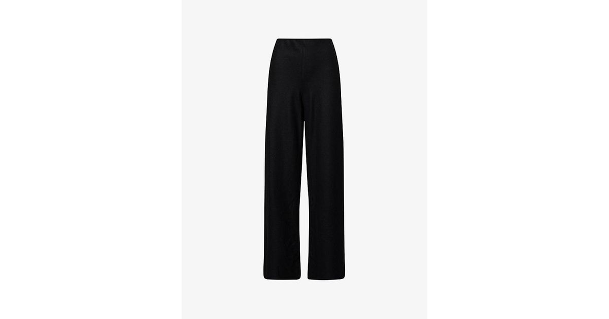 Vince High-Rise Wide-Leg Stretch-Woven Trousers in Black | Lyst