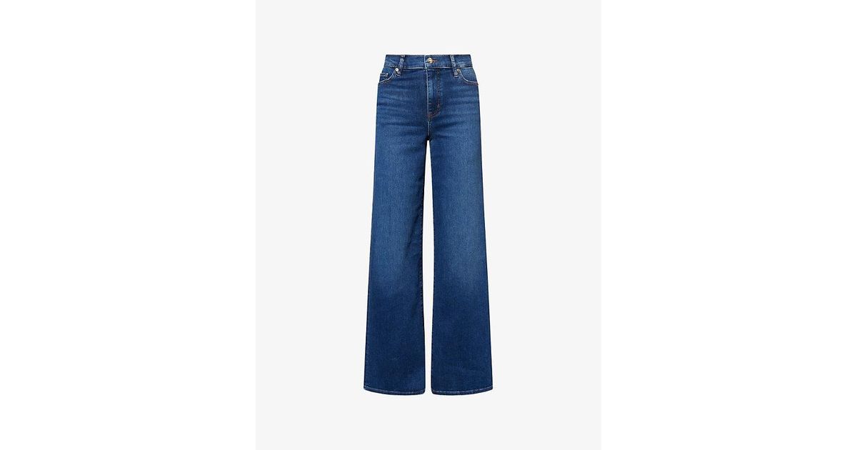 FRAME Le Slim Palazzo Long Wide-Leg Stretch-Denim Blend Jeans in Blue ...