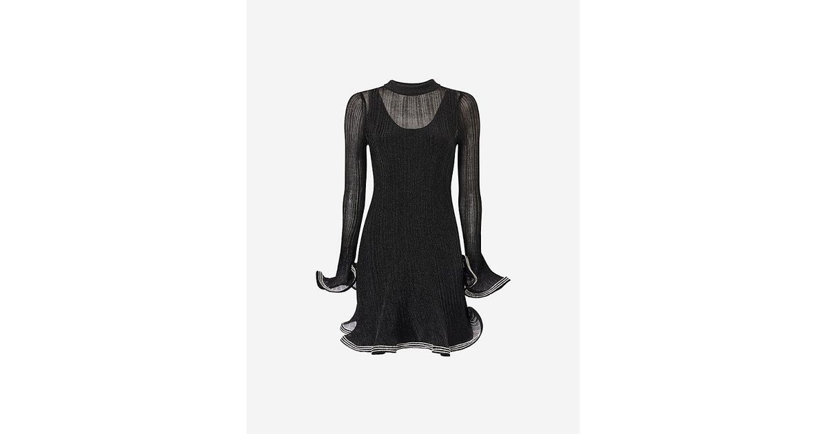 Jonathan Simkhai Zelda Crystal-Wavy-Trims Knitted Mini Dress in Black ...