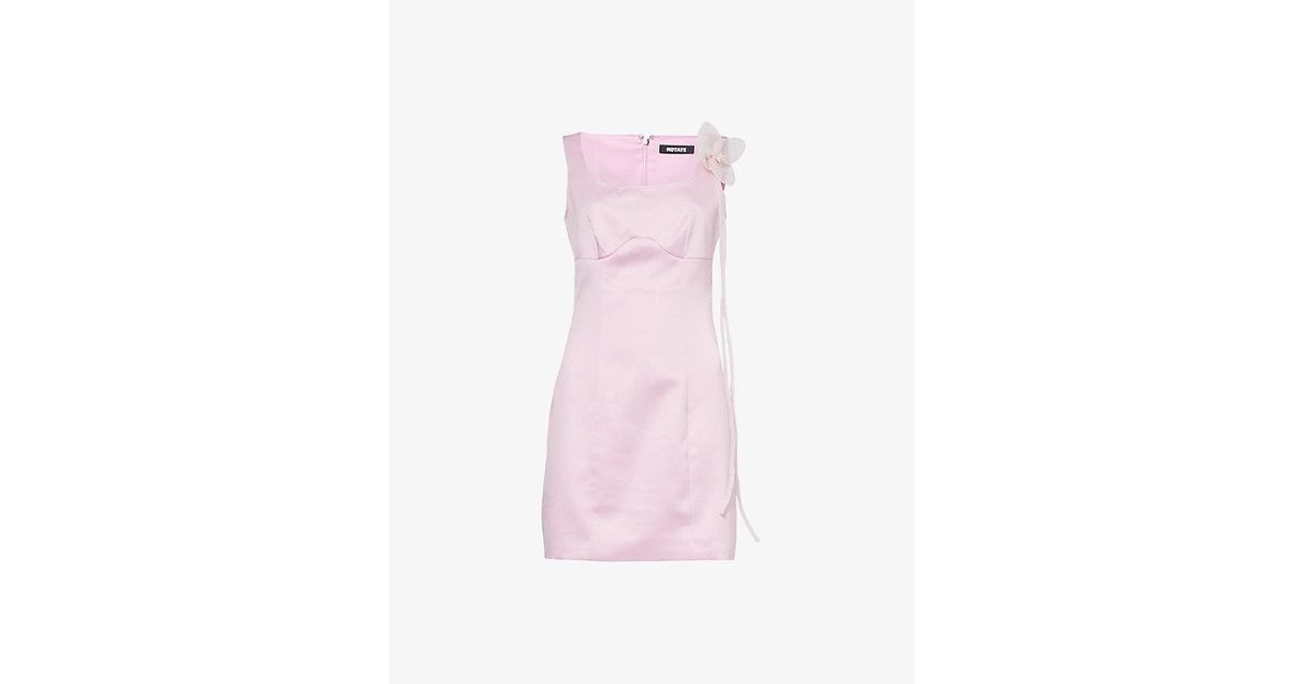 ROTATE BIRGER CHRISTENSEN Floral-Motif Darted Woven Mini Dress in Pink ...