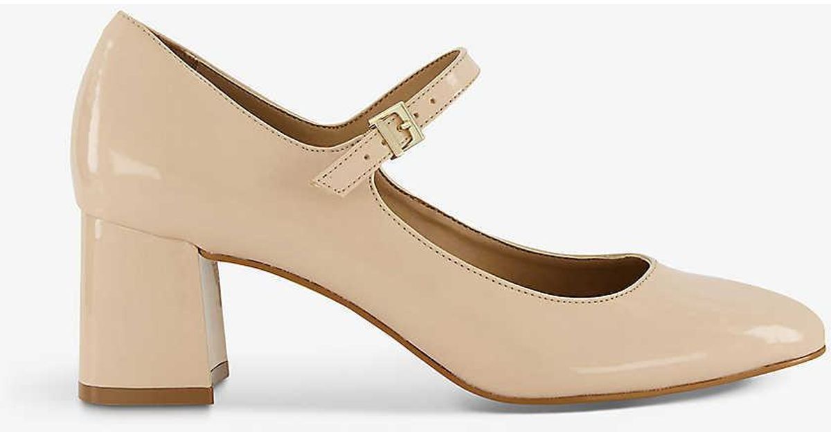 Dune Alena Block Heel Mary Jane Faux Leather Courts In Natural Lyst Uk