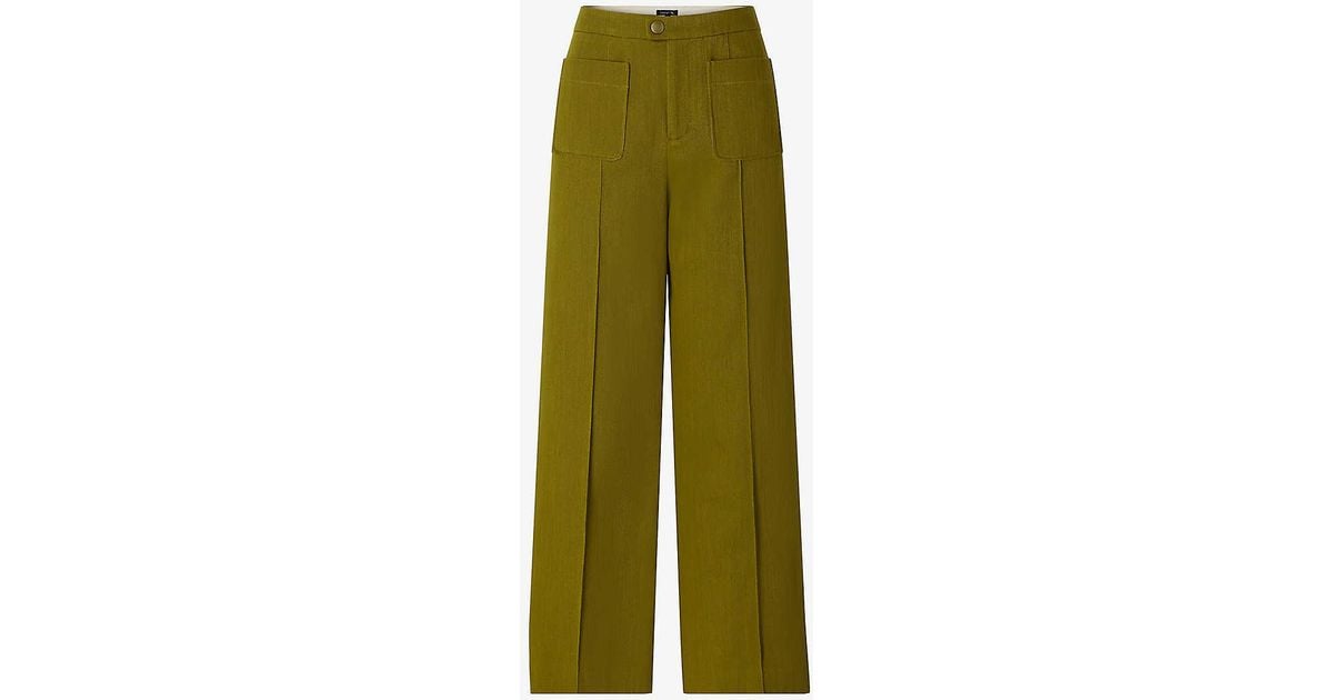 Soeur Harry High-Rise Wide-Leg Cotton Trousers in Green | Lyst