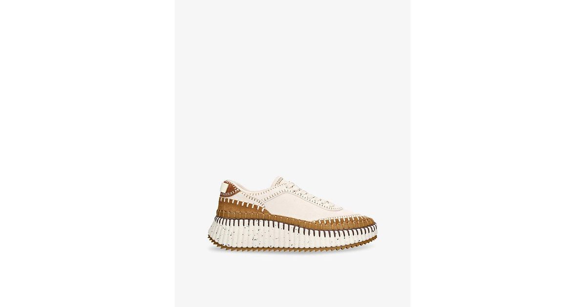 Chloé Nama Runner Low-Top Mesh And Woven Trainers in Metallic | Lyst
