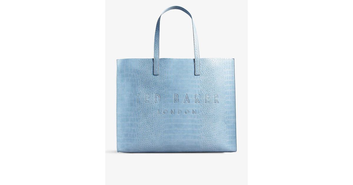 Ted Baker Croc-detail Icon Leather Tote Bag in Blue | Lyst UK