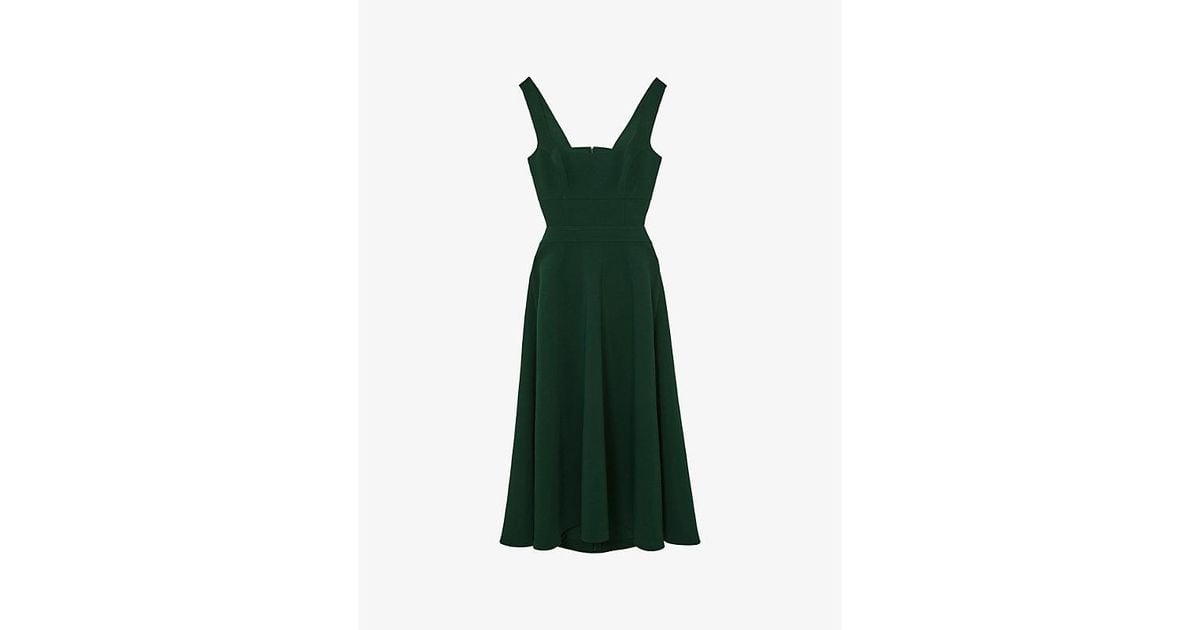 Reiss Dina Cut-Out Woven Midi Dress in Green | Lyst