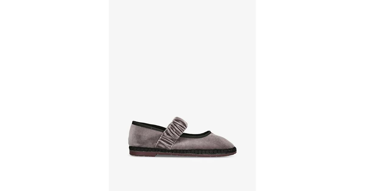 Flabelus Mafalda Scrunched-Strap Cotton-Velvet Ballet Flats | Lyst