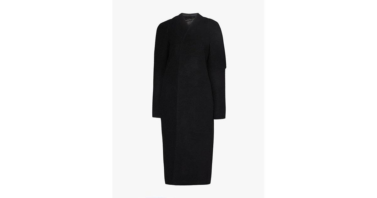 Rick Owens Metro Shawl-collar Rounded-shoulder Wool Coat in Black | Lyst