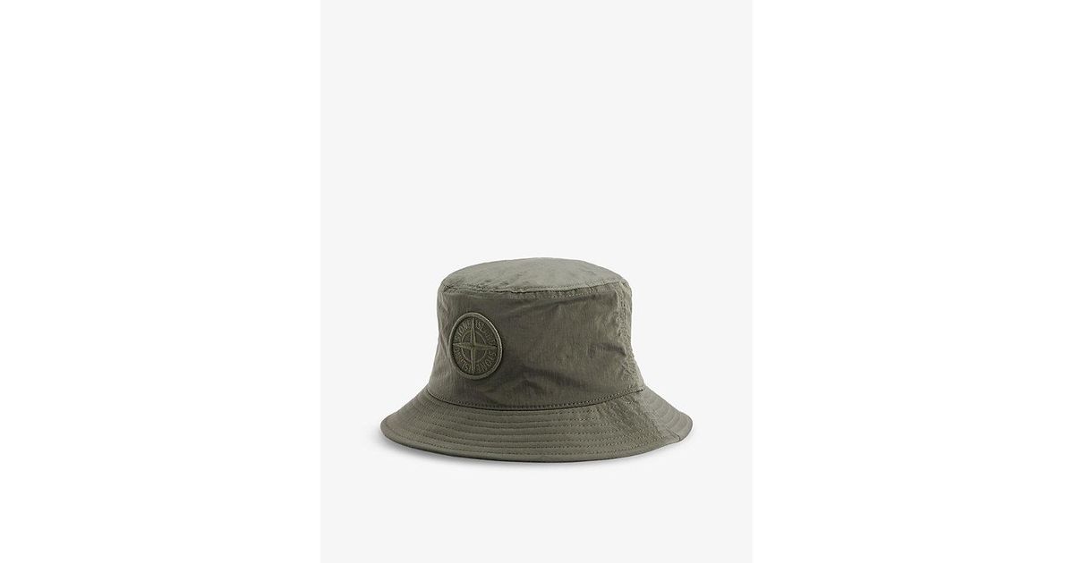 Stone Island Compass Brand-Embroidery Woven Bucket Hat in Green for Men ...