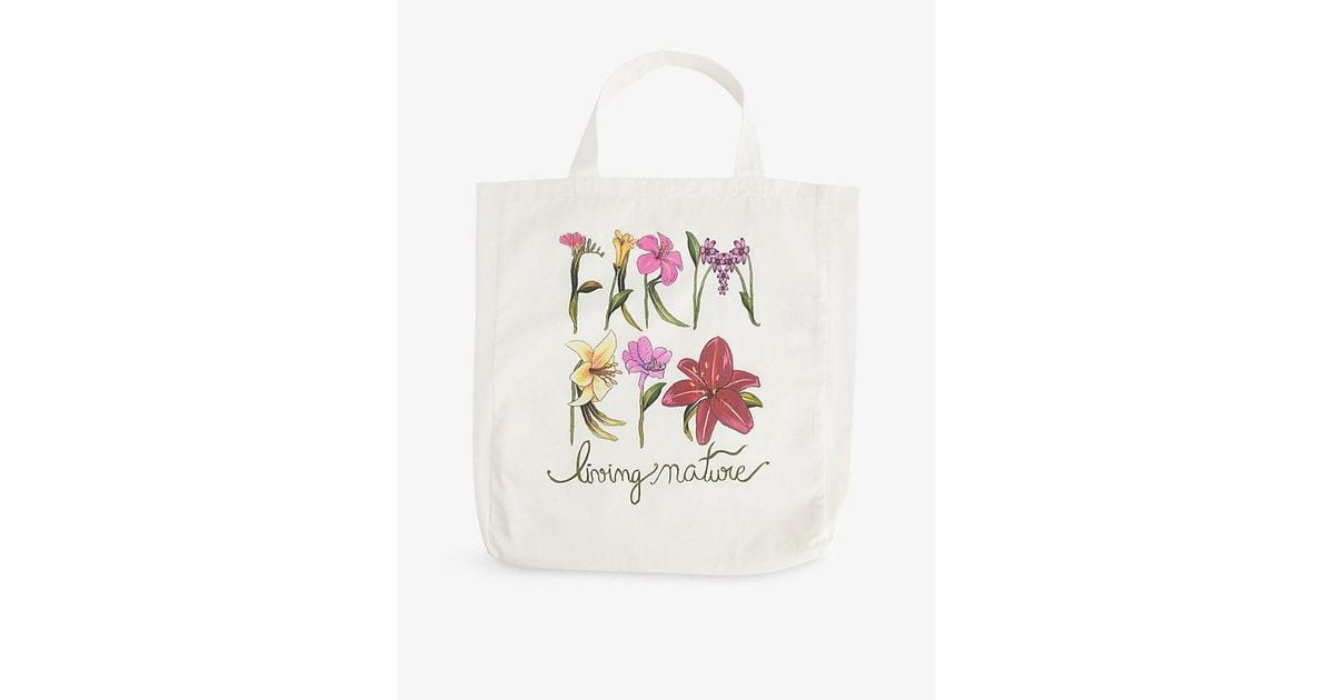 FARM Rio Floral Pattern Cotton Tote Bag in White | Lyst
