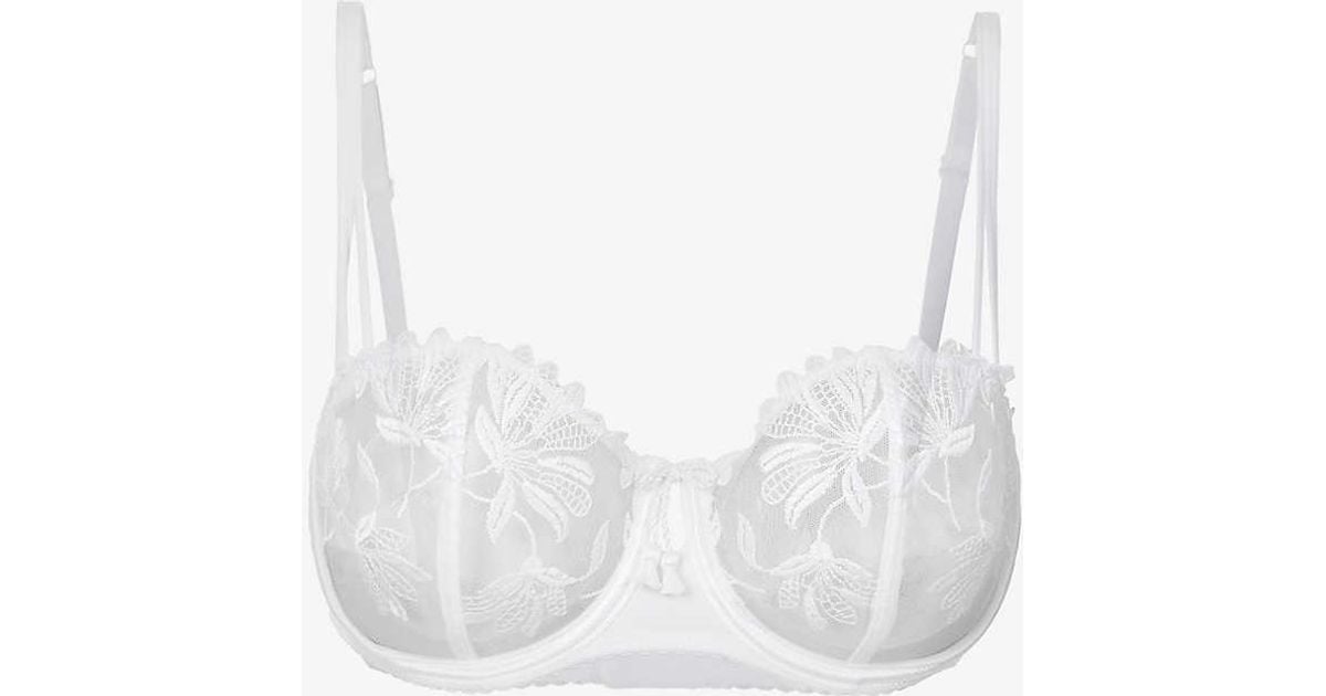 Aubade Lovessence Floral-embroidered Lace Underwired Bra in White | Lyst UK