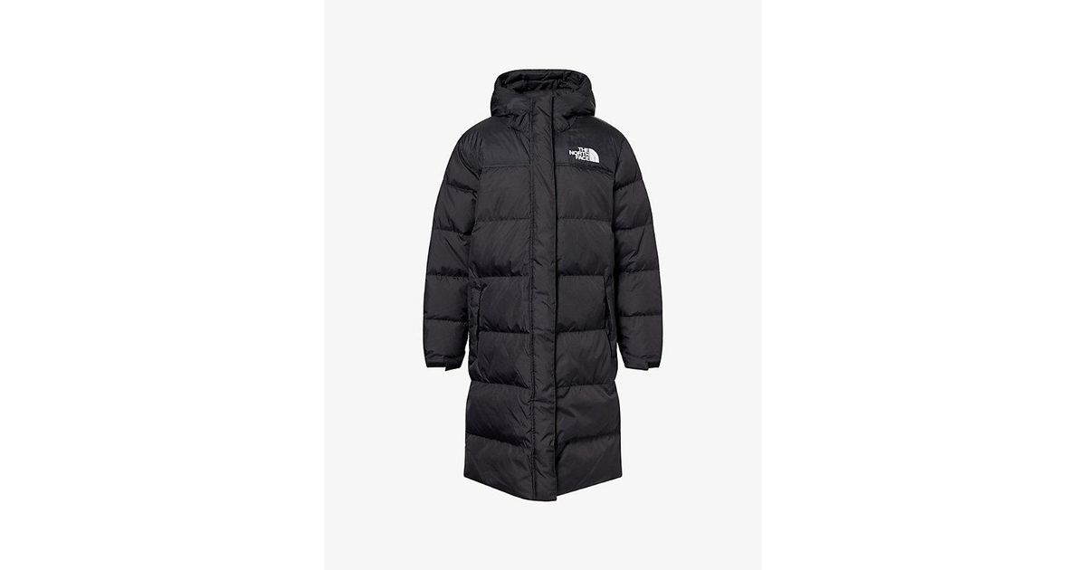 The North Face Nuptse Embroidered-Logo Padded Parka Coat in Black | Lyst