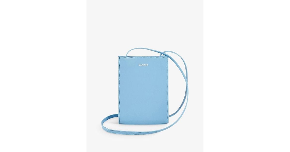 Sandro Ideal Logo-embossed Leather Cross-body Bag in Blue for Men | Lyst