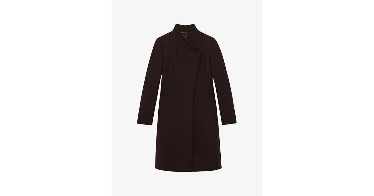 Reiss Max Wrap-Over Wool-Blend Coat in Black | Lyst