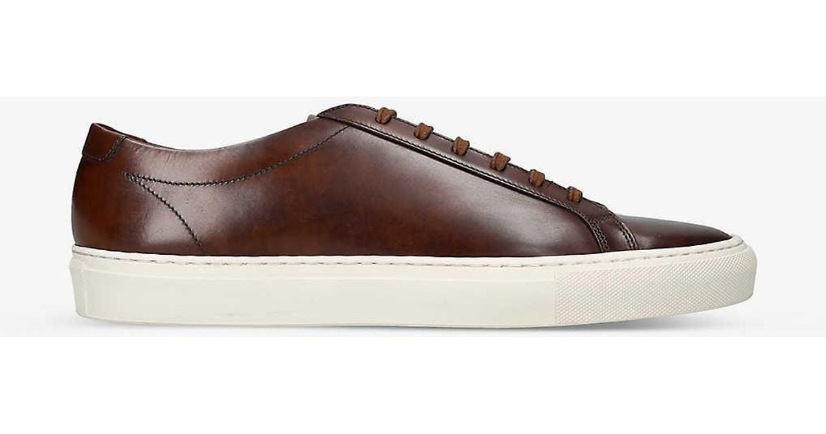 Loake Sprint Contrast-Stich Leather Low-Top Trainers in Brown for Men ...