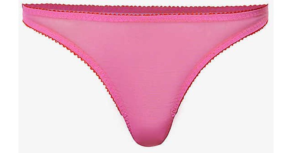 Dora Larsen Pixie Semi Sheer Stretch Recycled Nylon Thong In Pink Lyst Uk