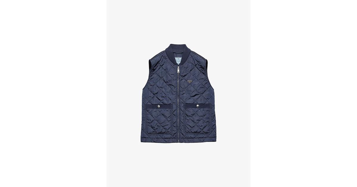 Prada Re-Nylon Quilted Shell Vest in Blue | Lyst UK
