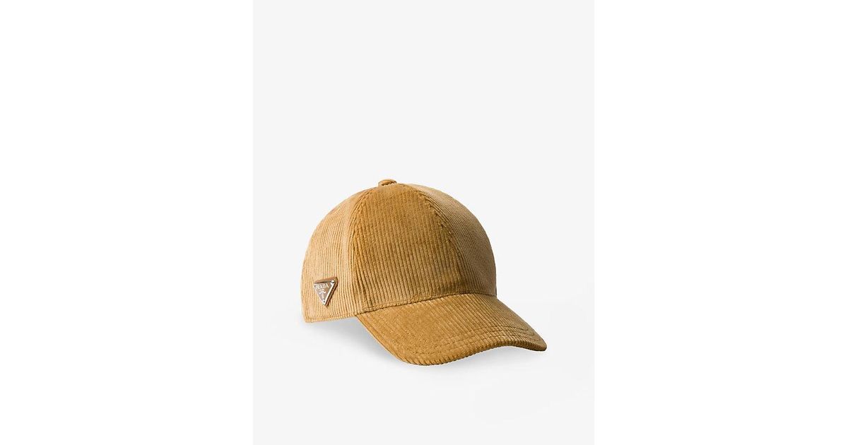 Prada Logo-Embellished Cotton-Corduroy Baseball Cap in Natural for Men ...