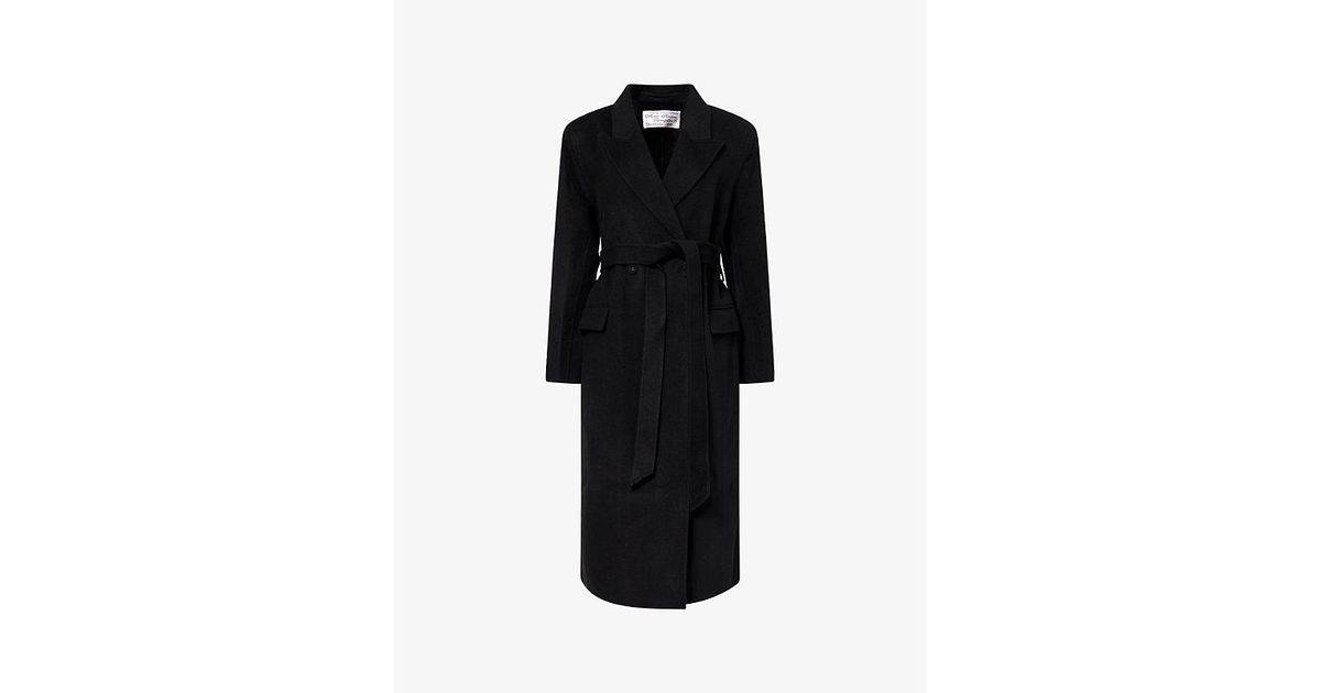 Acne Studios Peak-Lapel Belted Wool-And-Cashmere Coat in Black | Lyst
