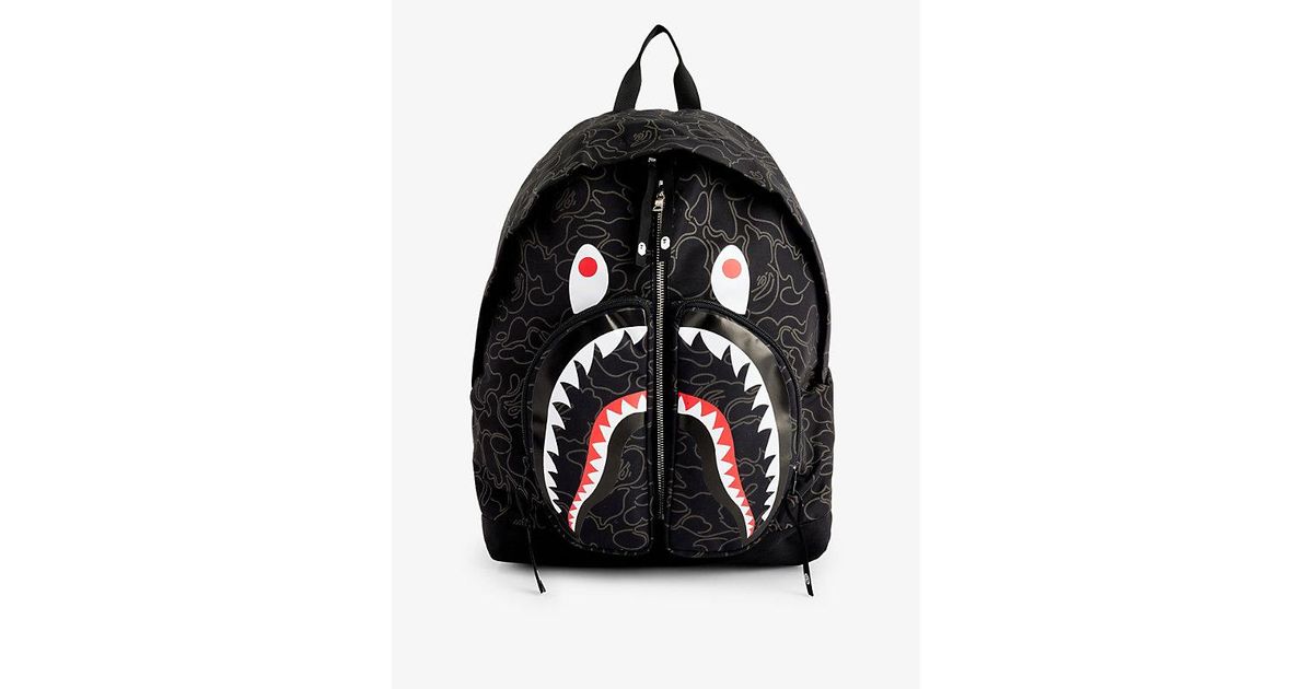 A Bathing Ape Camo Shark Graphic-print Woven Backpack in Black for Men ...