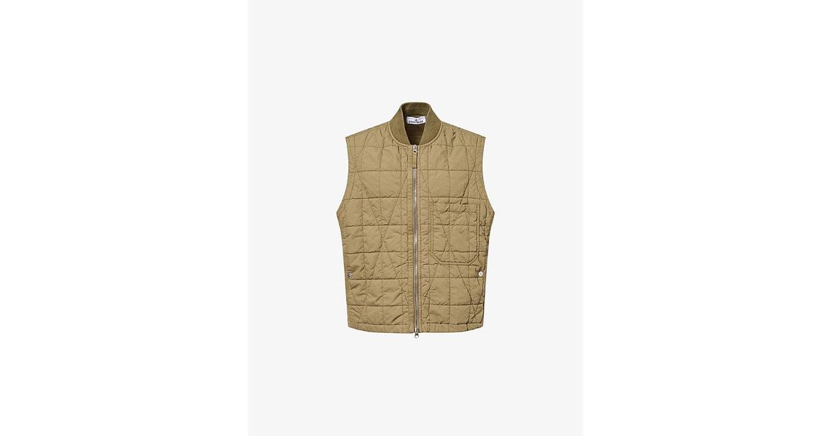 Stone Island Quilted Brand-Patch Cotton Vest in Natural for Men | Lyst UK