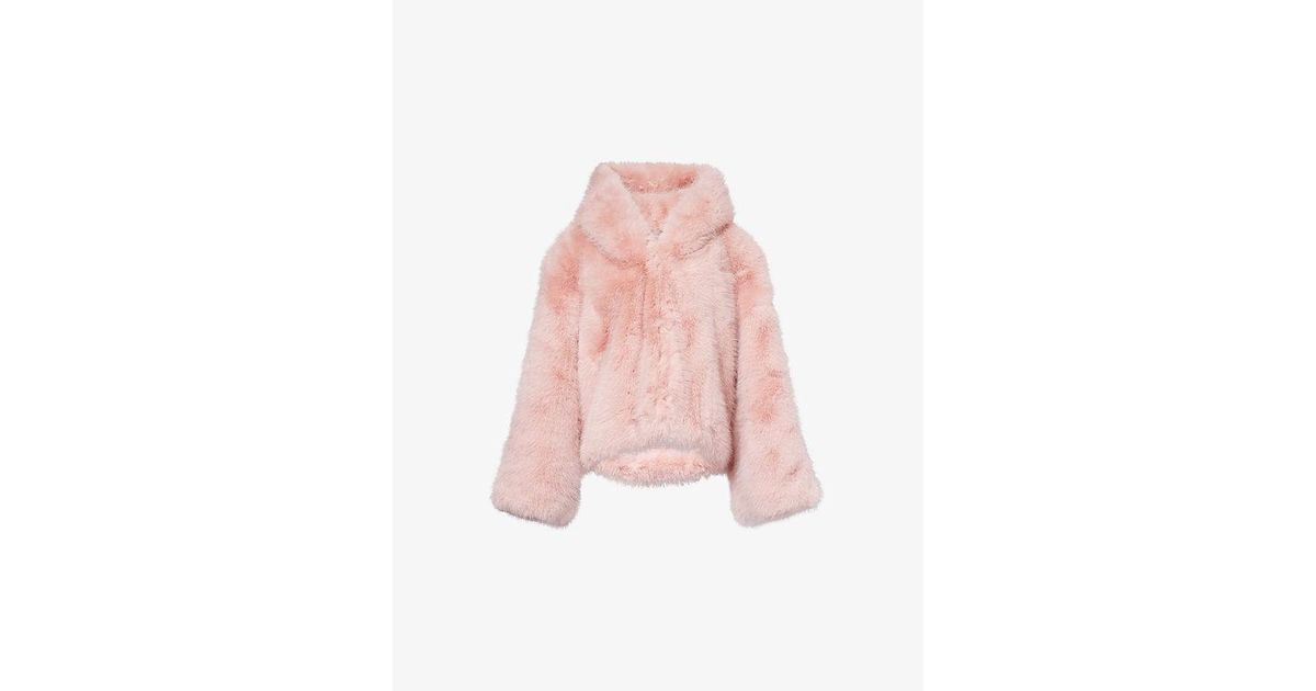 Jaded London Mara Hooded Faux-Fur Coat in Pink | Lyst UK