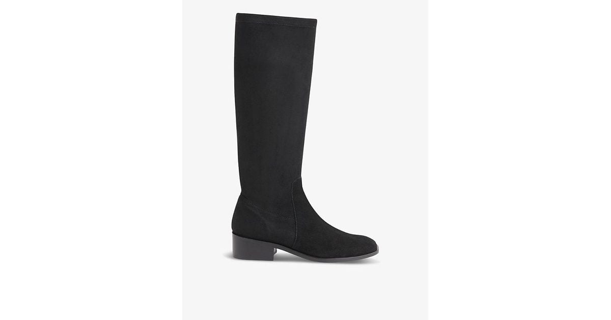 Whistles Lisa Stretch Heeled Leather Knee-High Boots in Black | Lyst