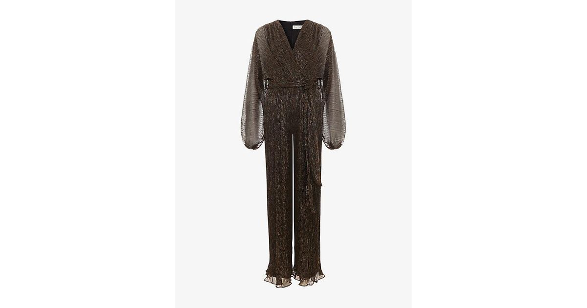 Phase Eight Petite Rachel Wrap-Front Woven Jumpsuit in Metallic | Lyst UK