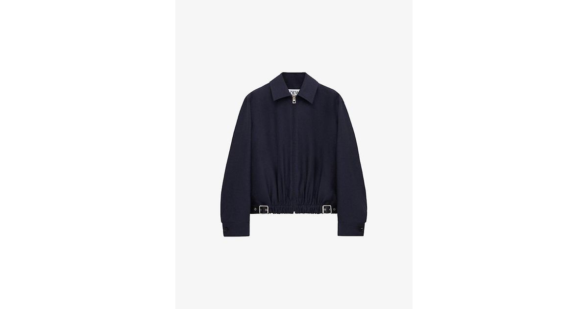 Loewe Belted Drape Wool-Silk Blend Jacket in Blue | Lyst UK