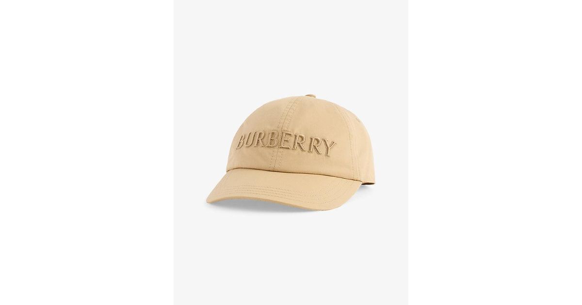 Burberry Logo-Embroidery Adjustable Cotton Cap in Natural | Lyst