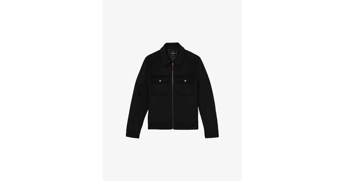 Reiss Peridoe Zip-Through Wool-Blend Trucker Jacket in Black for Men | Lyst
