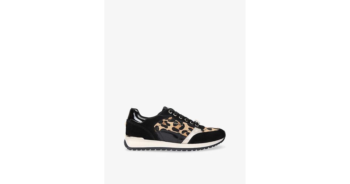 Carvela Kurt Geiger Florencia Leopard Faux-Leather Trainers in Black | Lyst