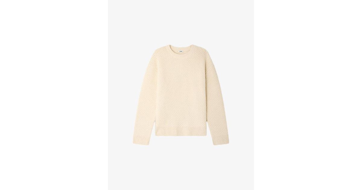 Sandro Honeycomb-Stitch Crewneck Wool Jumper in Natural for Men | Lyst UK